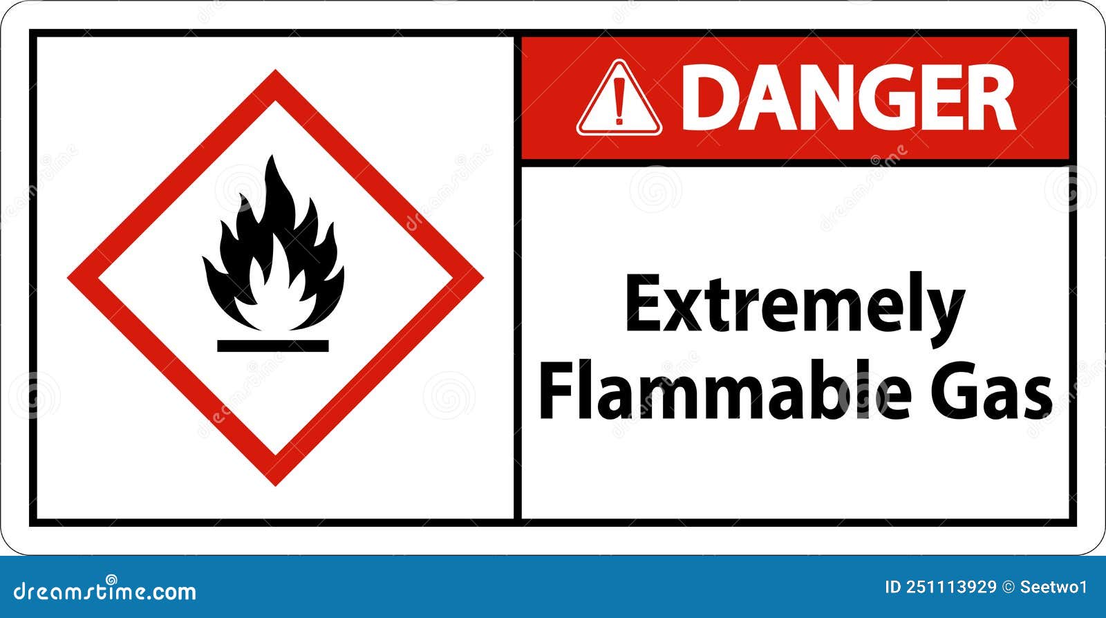 Danger Extremely Flammable Gas GHS Sign on White Background Stock ...