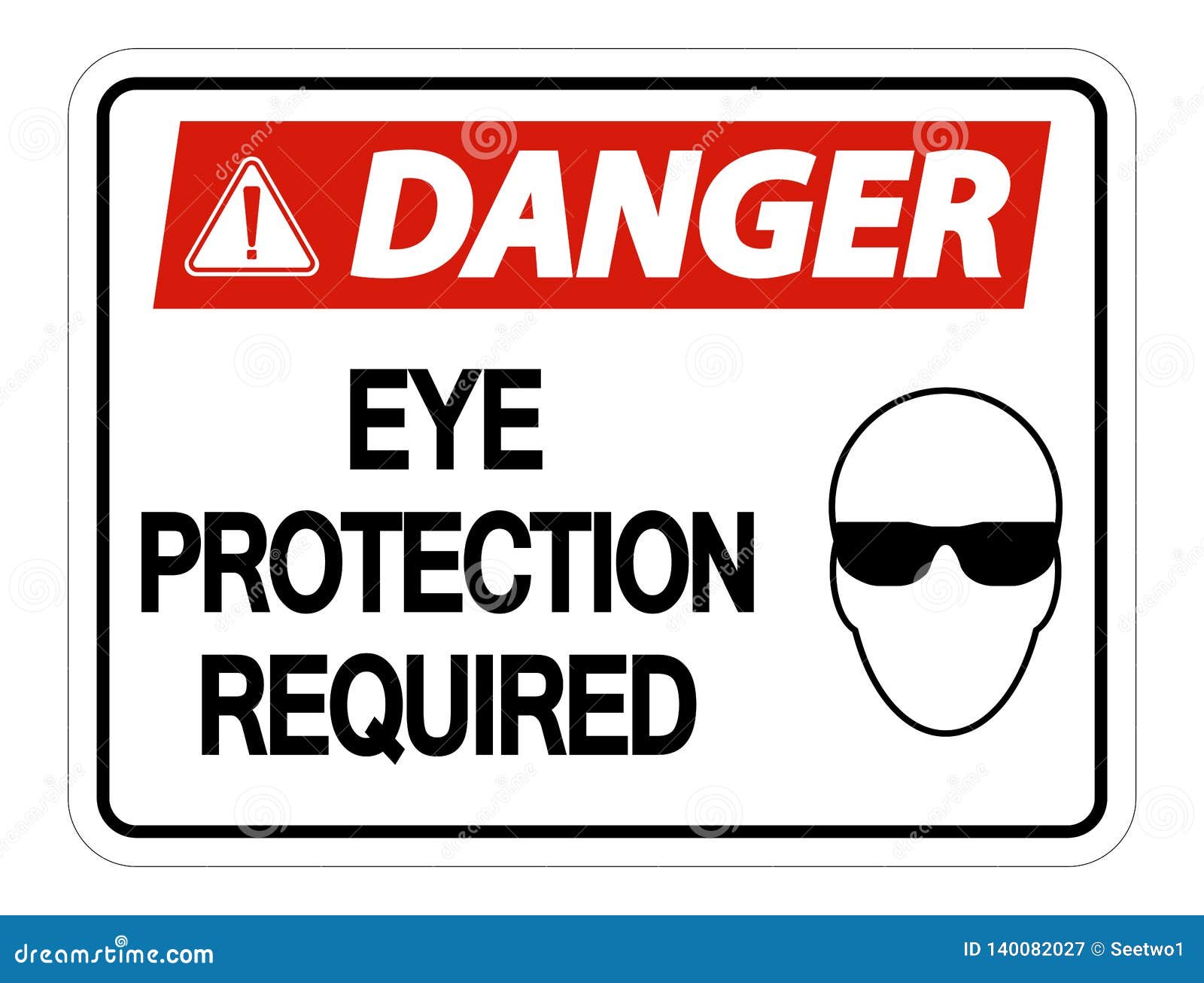 Symbol Danger Eye Protection Required Wall Sign on White Background ...