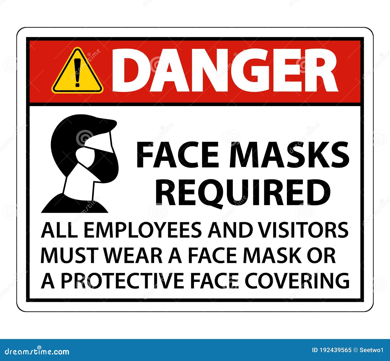 Danger Face Mask Required Symbol Sign,Vector Illustration, Isolated On ...