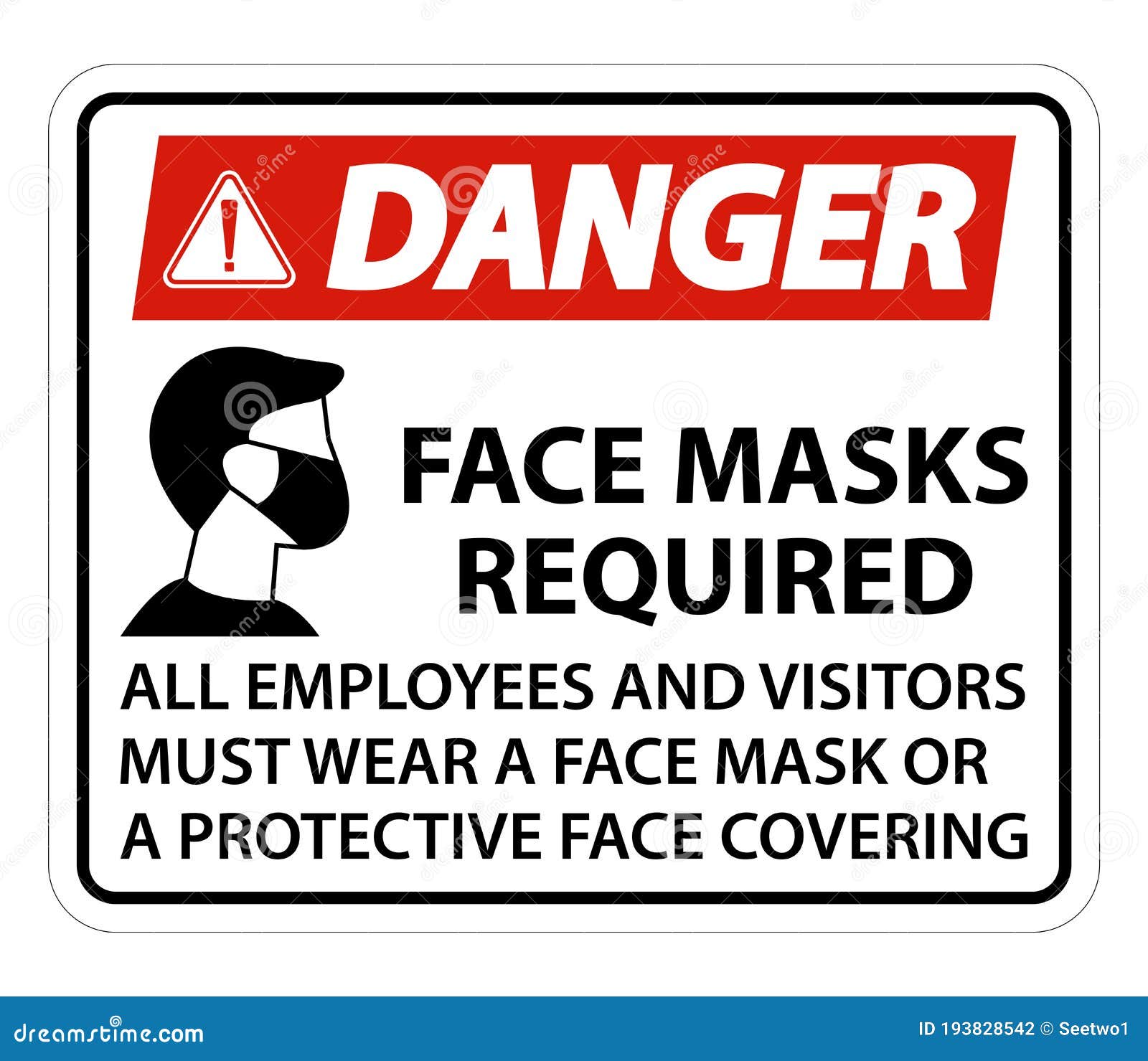 Danger Face Mask Required Symbol Sign,Vector Illustration, Isolated On ...