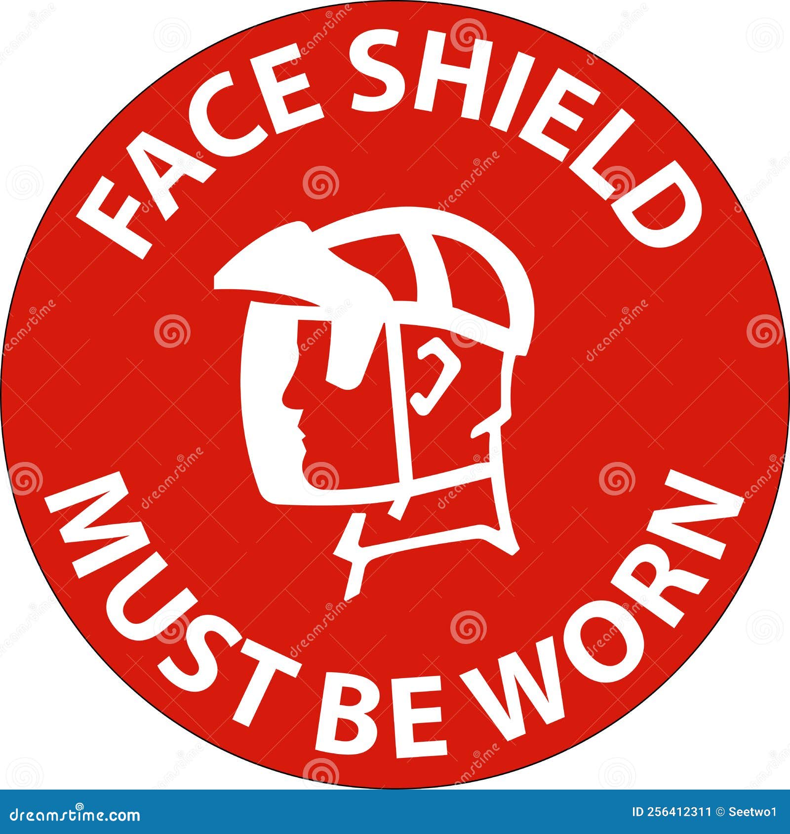Danger Face Shield Must Be Worn Sign on White Background Stock Vector ...