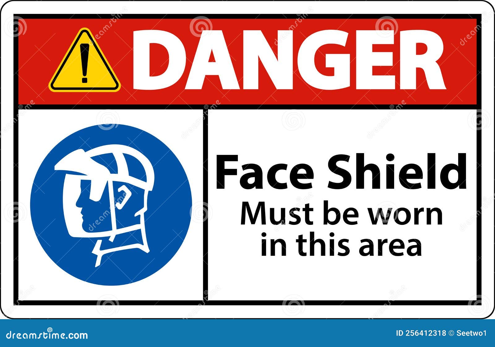 Danger Face Shield Must Be Worn Sign on White Background Stock Vector ...