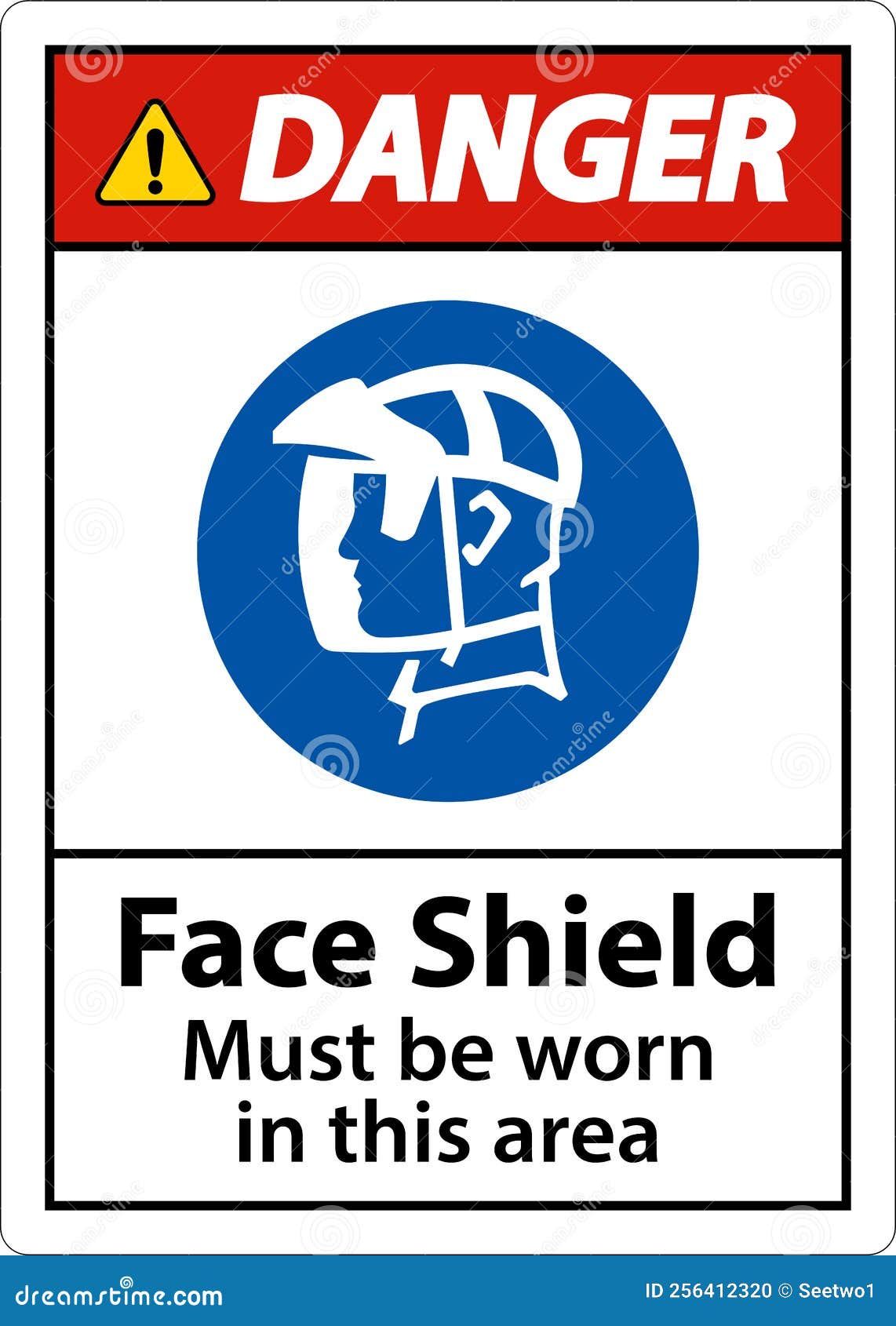 Danger Face Shield Must Be Worn Sign on White Background Stock Vector ...