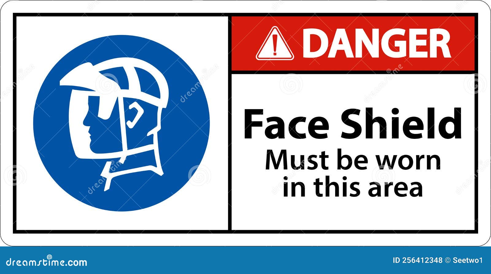 Danger Face Shield Must Be Worn Sign on White Background Stock Vector ...