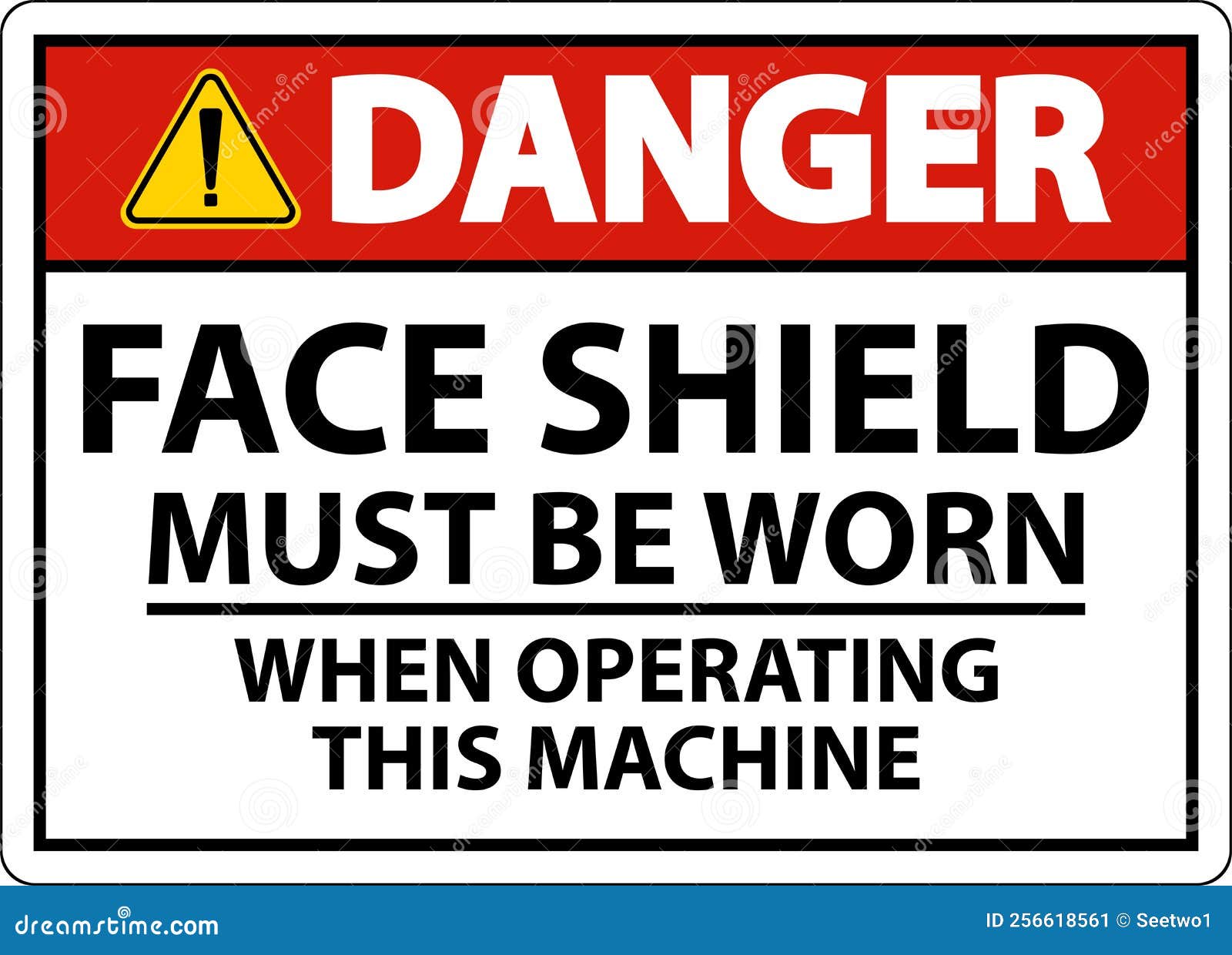 Danger Face Shield Must Be Worn Sign on White Background Stock Vector ...