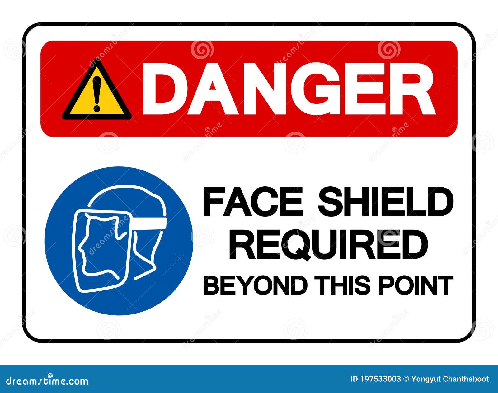 Danger Face Shield Required Beyond this Point Symbol Sign,Vector ...