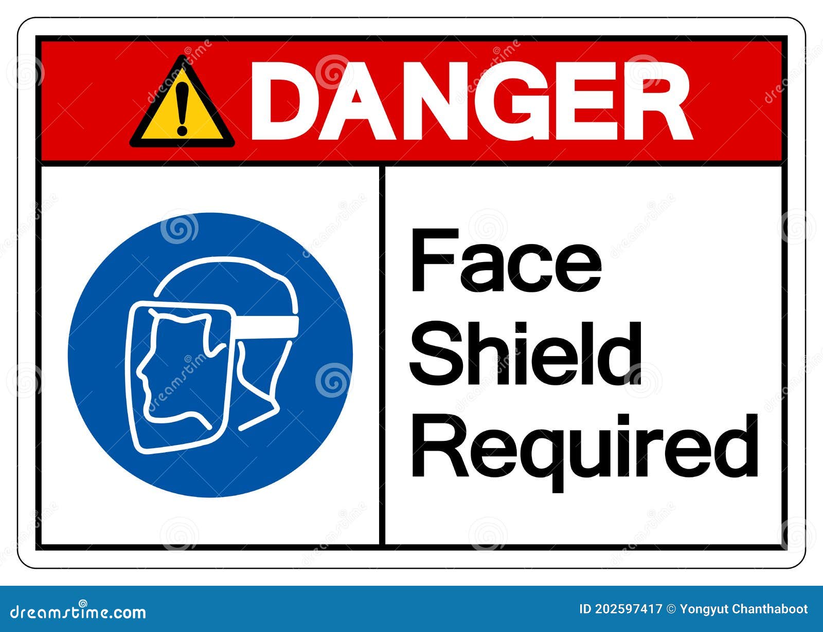 Danger Face Shield Required Symbol Sign,Vector Illustration, Isolated ...