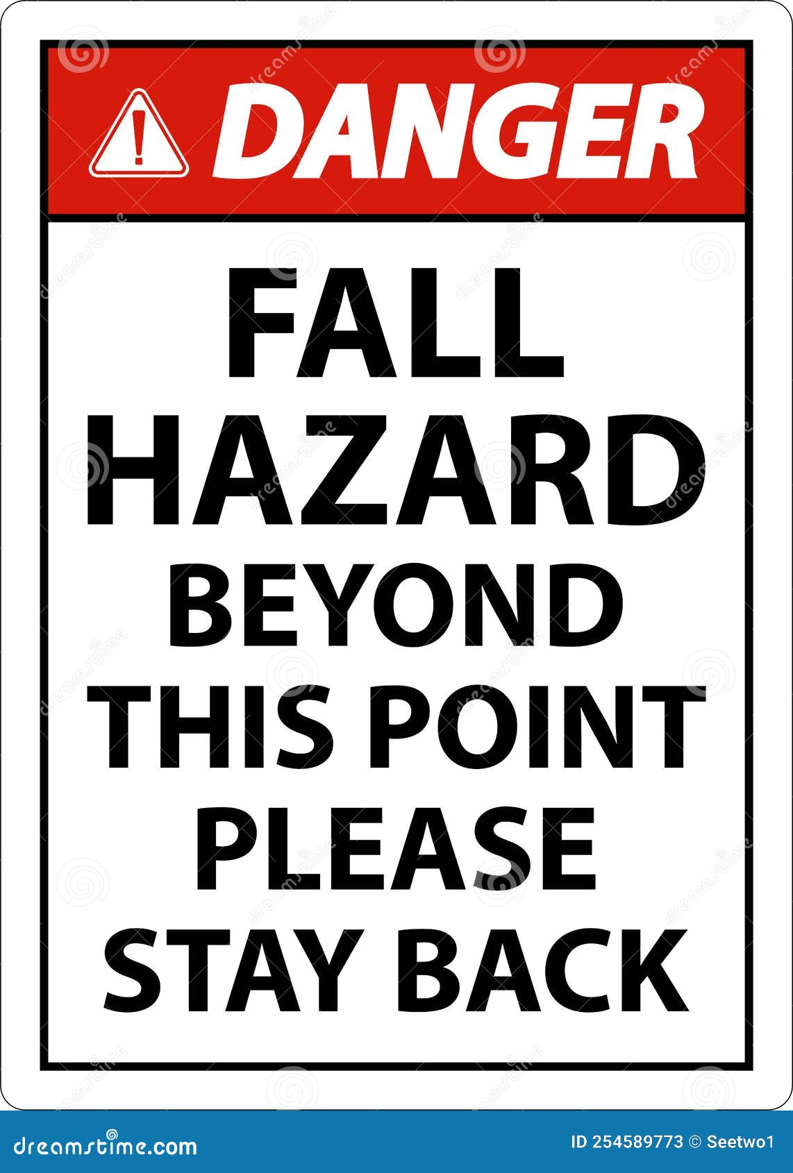 Danger Fall Hazard Beyond This Point Sign On White Background Vector ...