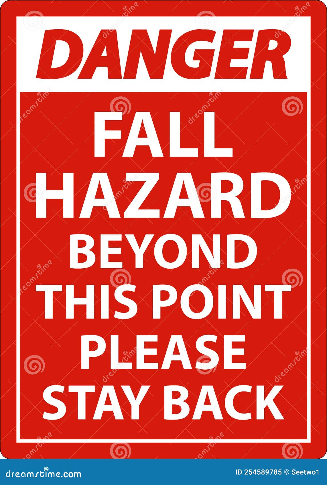 Danger Fall Hazard Beyond this Point Sign on White Background Stock ...