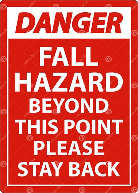 Danger Fall Hazard Beyond this Point Sign on White Background Stock ...
