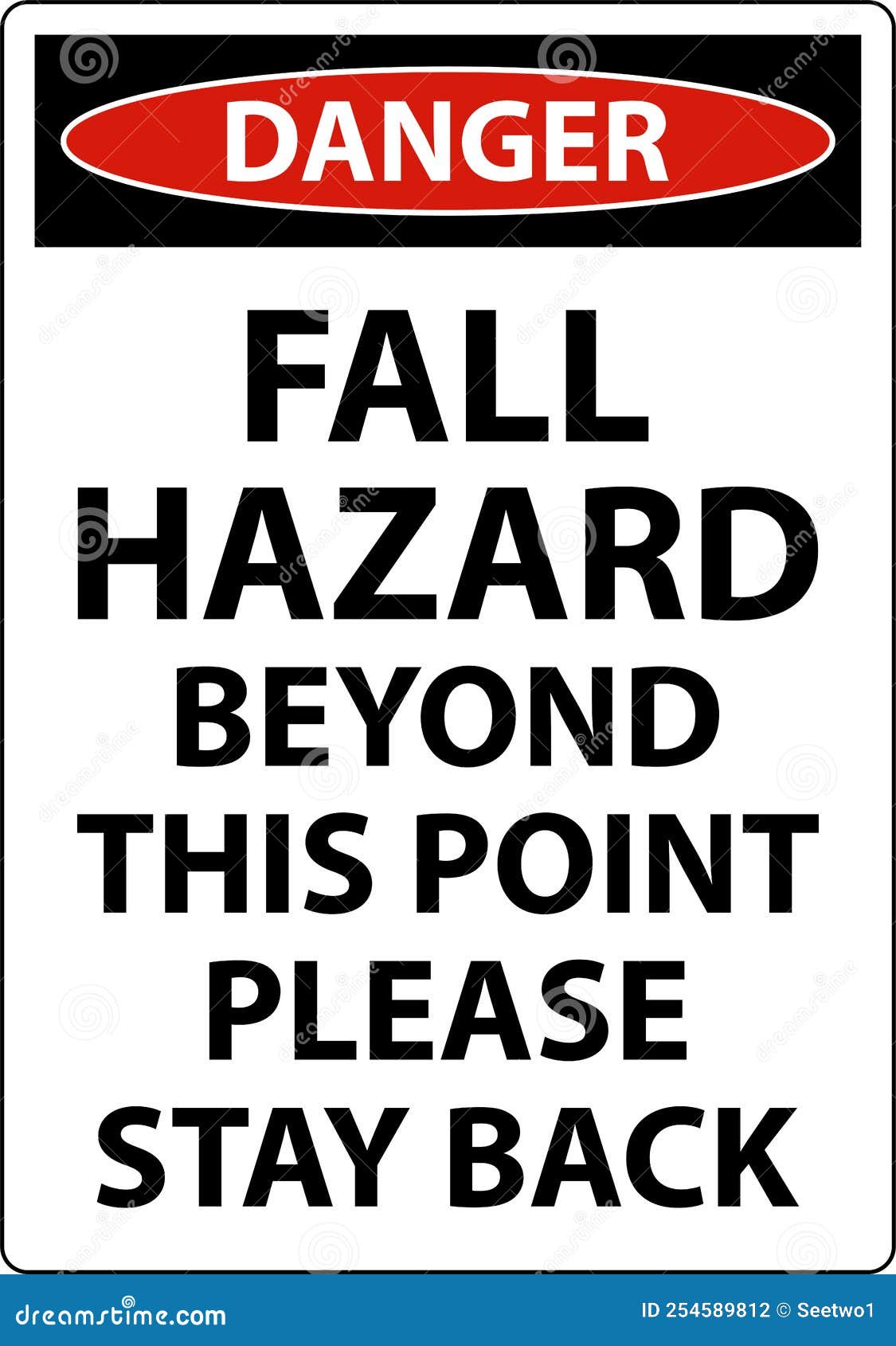 Danger Fall Hazard Beyond this Point Sign on White Background Stock ...