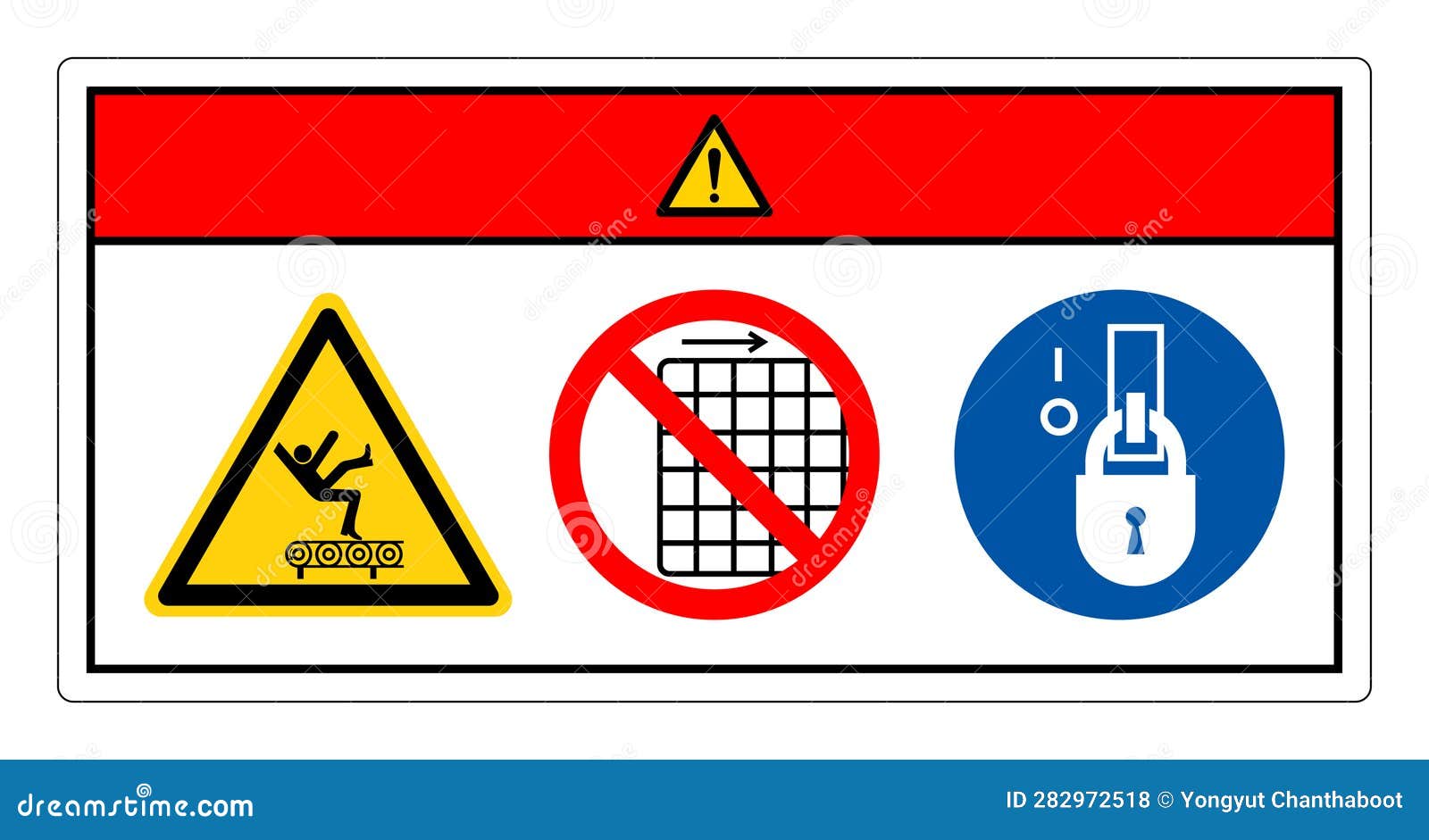 Danger Fall Hazard from Conveyor Do Not Remove Guard Symbol Sign ...