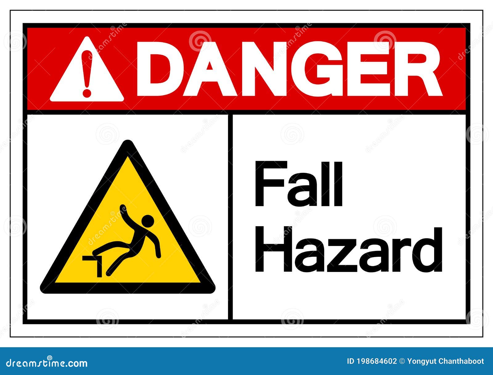 Danger Fall Hazard Symbol, Vector Illustration, Isolate on White ...