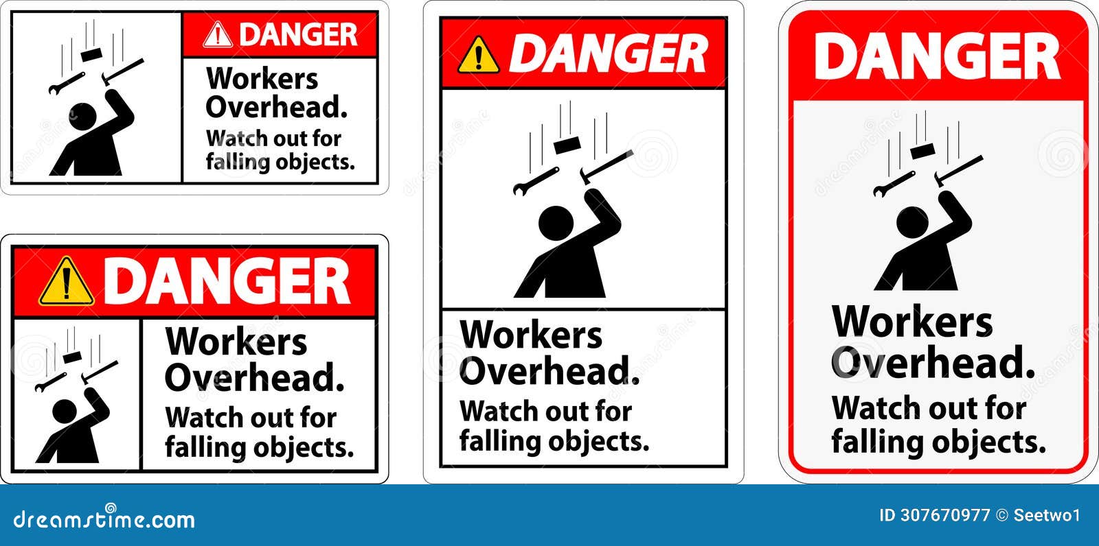 Danger Falling Debris Sign, Workers Overhead Falling Objects Stock ...