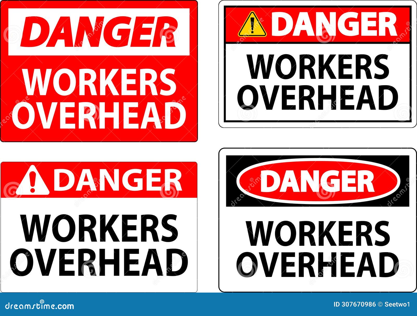 Danger Falling Debris Sign, Workers Overhead Falling Objects Stock ...