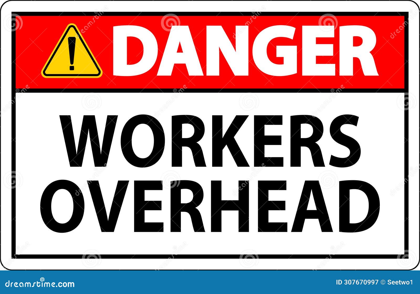 Danger Falling Debris Sign, Workers Overhead Falling Objects Stock ...