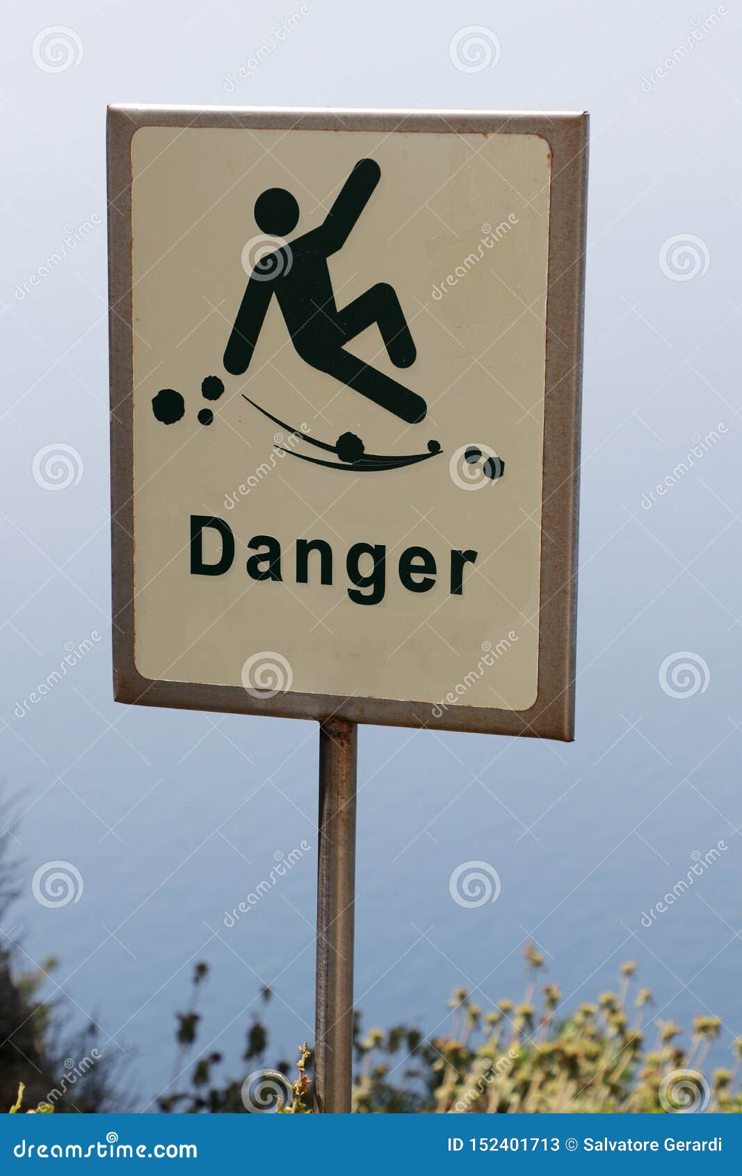 Danger of Falling Hazard Sign Stock Image - Image of range, outdoor ...