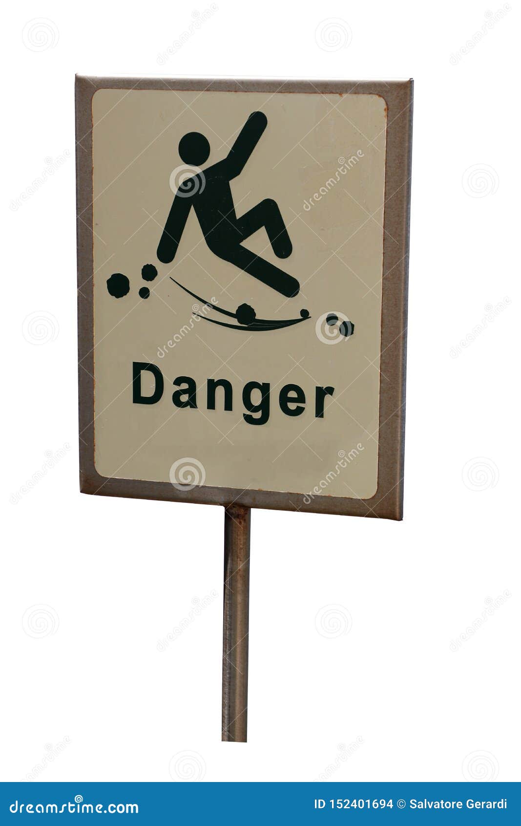 Danger of Falling Hazard Sign Isolated Stock Photo - Image of outdoor ...