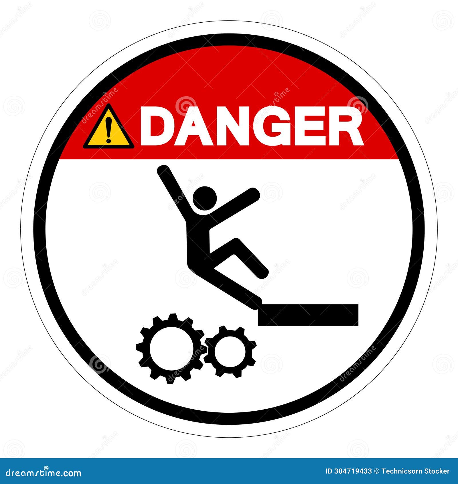 Danger Falling of Moving Machinery Hazard Symbol Sign, Vector ...