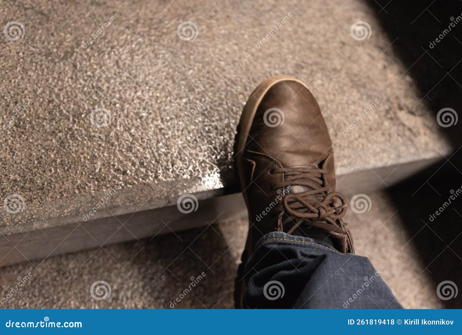 Danger of Falling. Slippery Steps after Rain Stock Photo - Image of ...