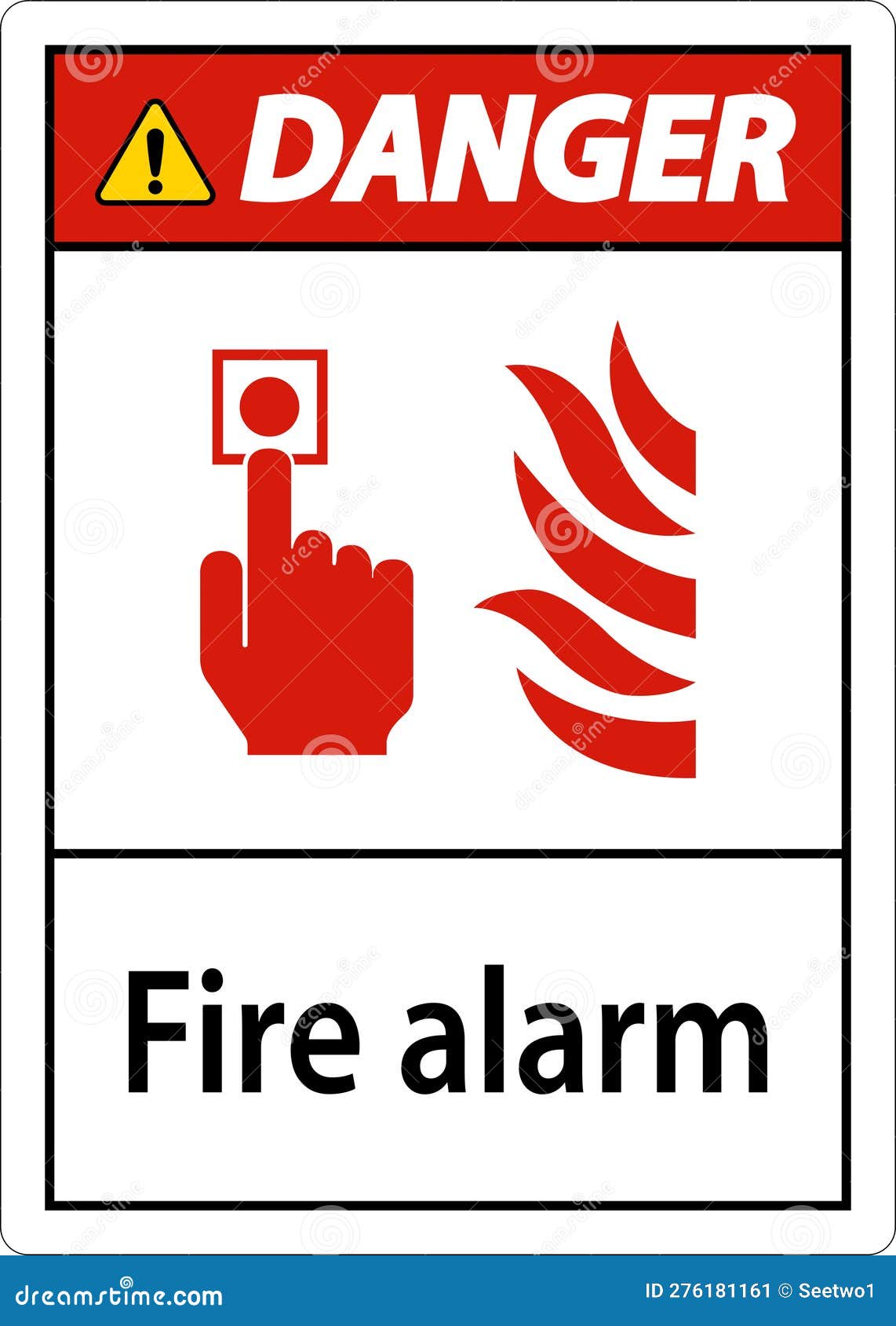 Danger Fire Alarm Sign on White Background Stock Vector - Illustration ...