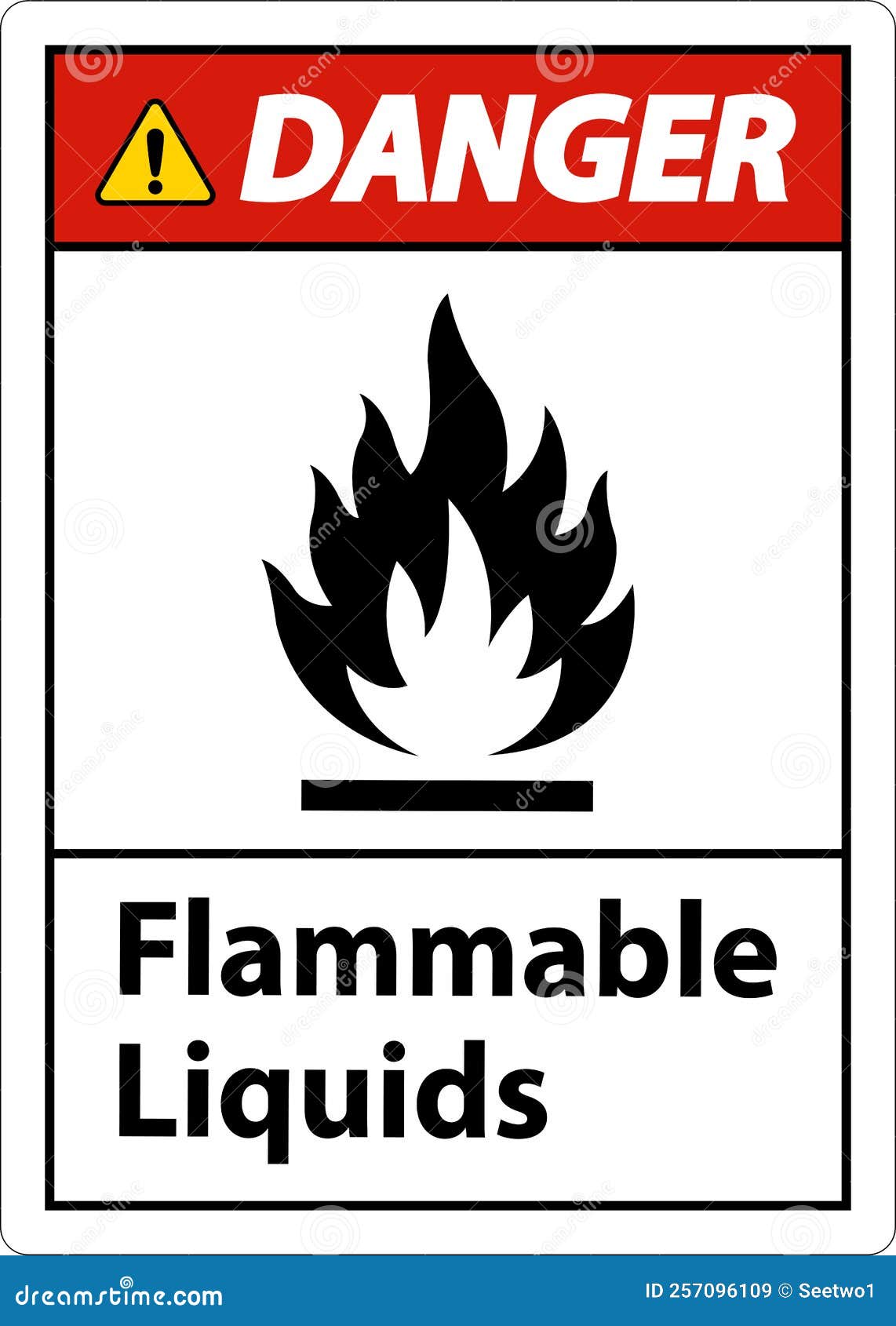 Danger Flammable Liquids Sign on White Background Stock Vector ...