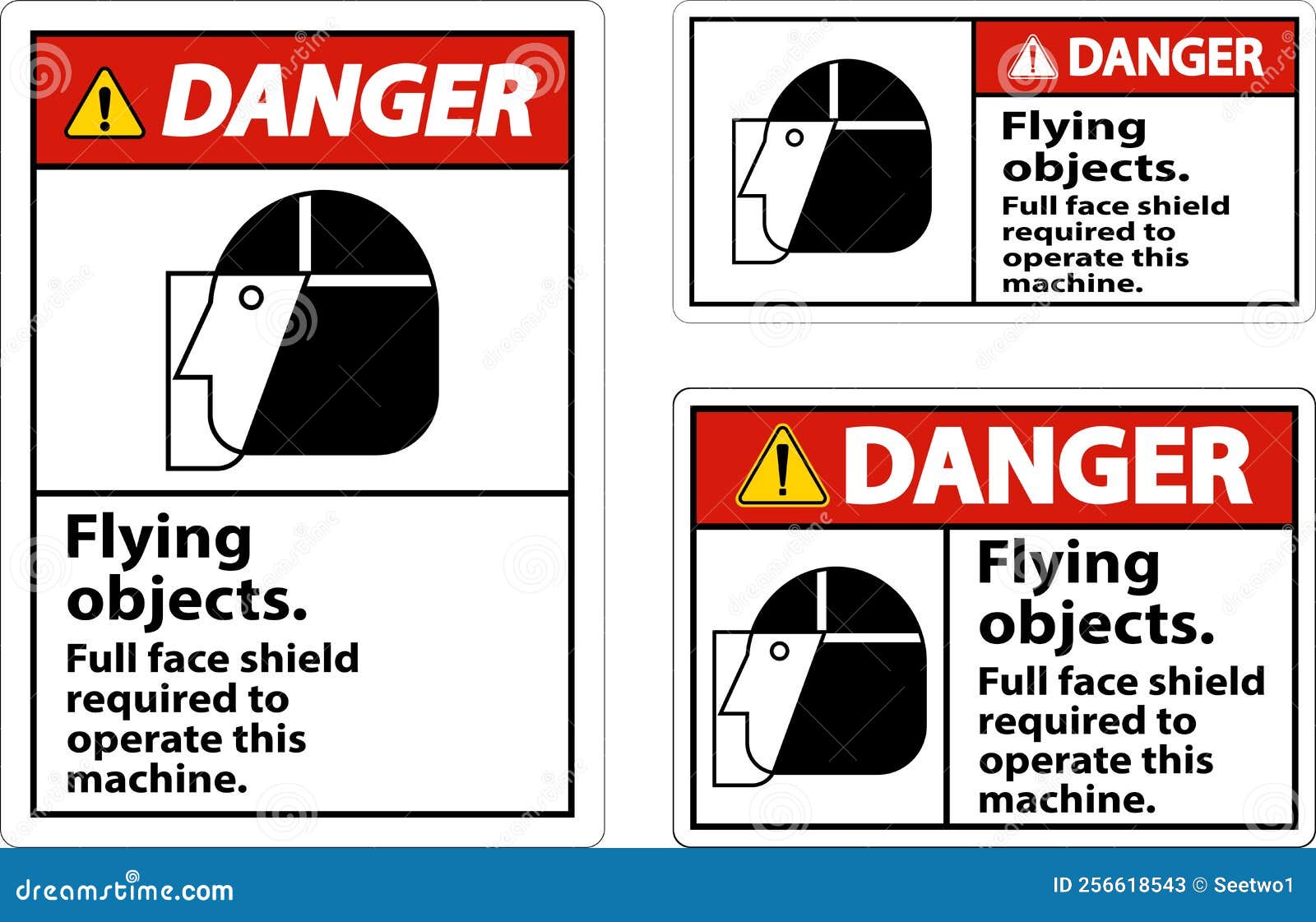 Danger Flying Object Face Shield Required Sign on White Background ...