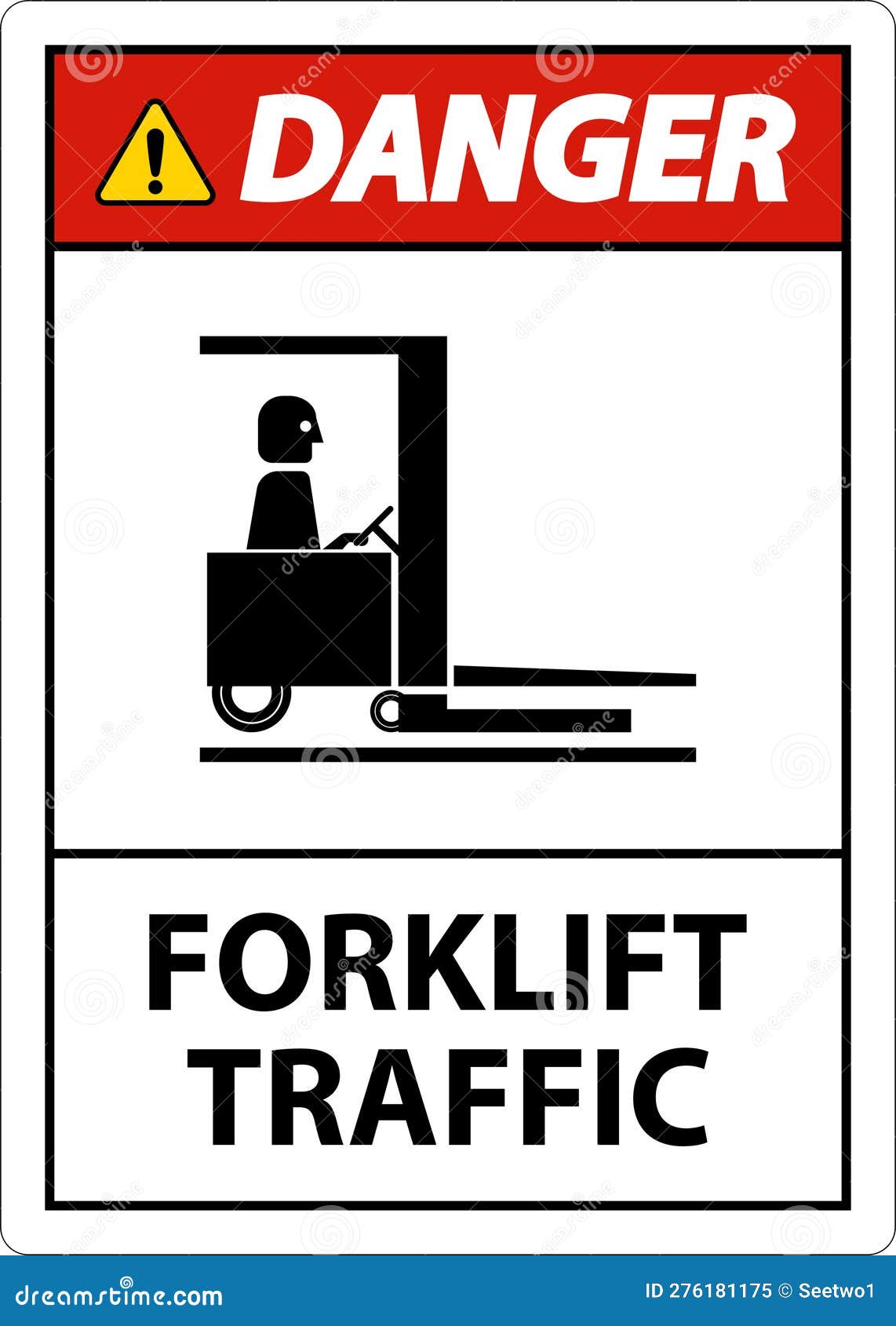 Danger Forklift Traffic Floor Sign on White Background Stock Vector ...