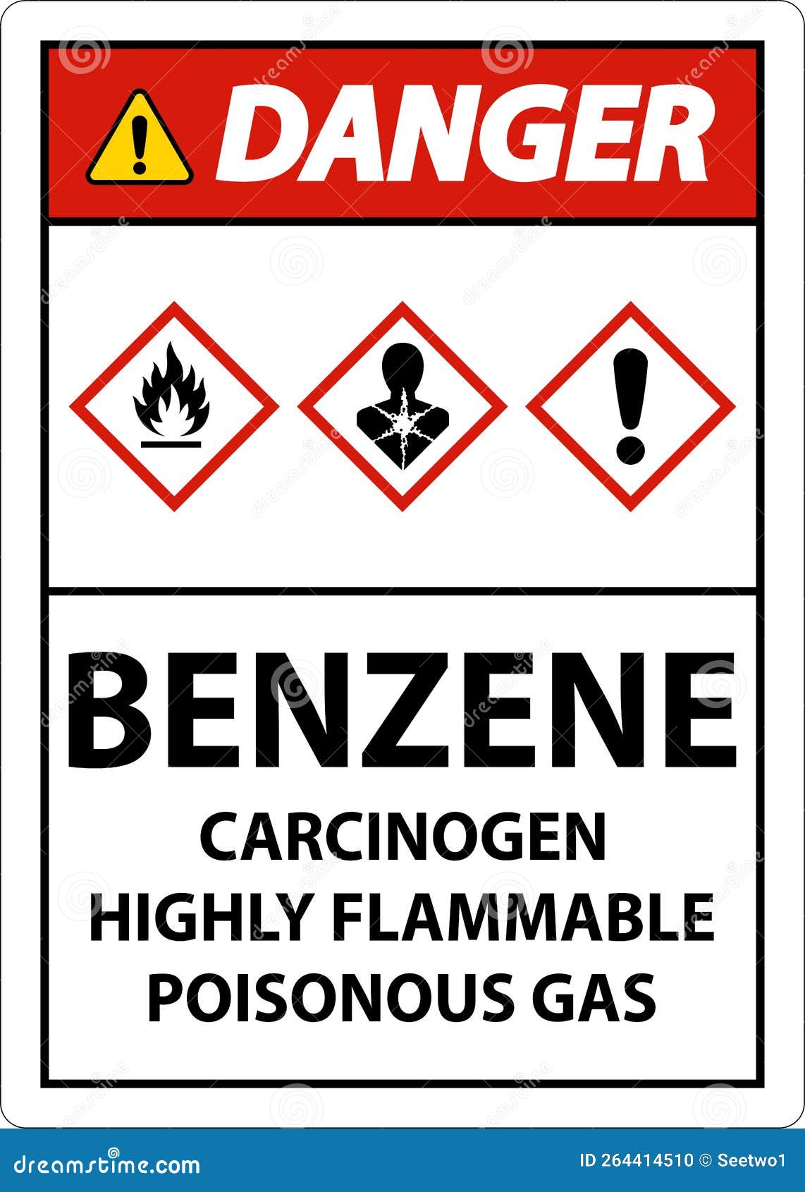 Danger GHS Benzene Sign on White Background Stock Vector - Illustration ...