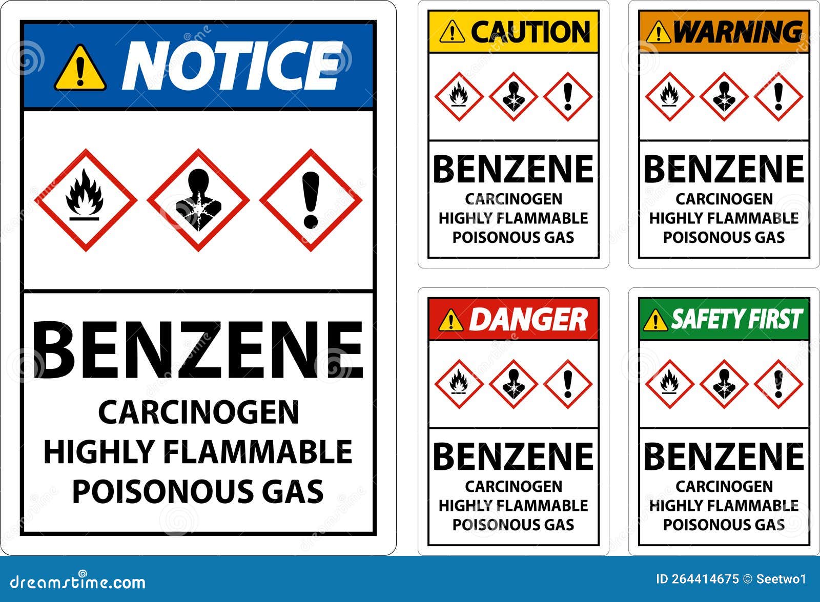 Danger GHS Benzene Sign On White Background Cartoon Vector ...