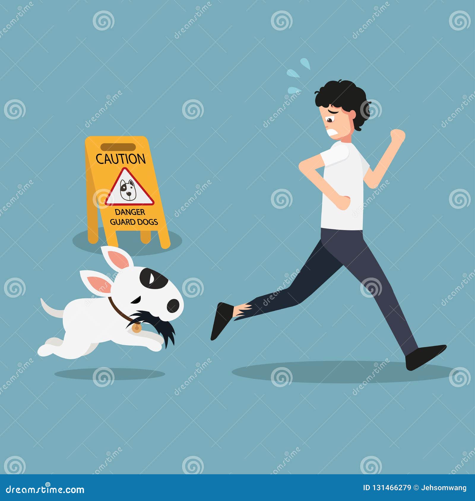 Danger. Guard Dog. Beware Of The Dog. Sign With With Angry Dog Head ...