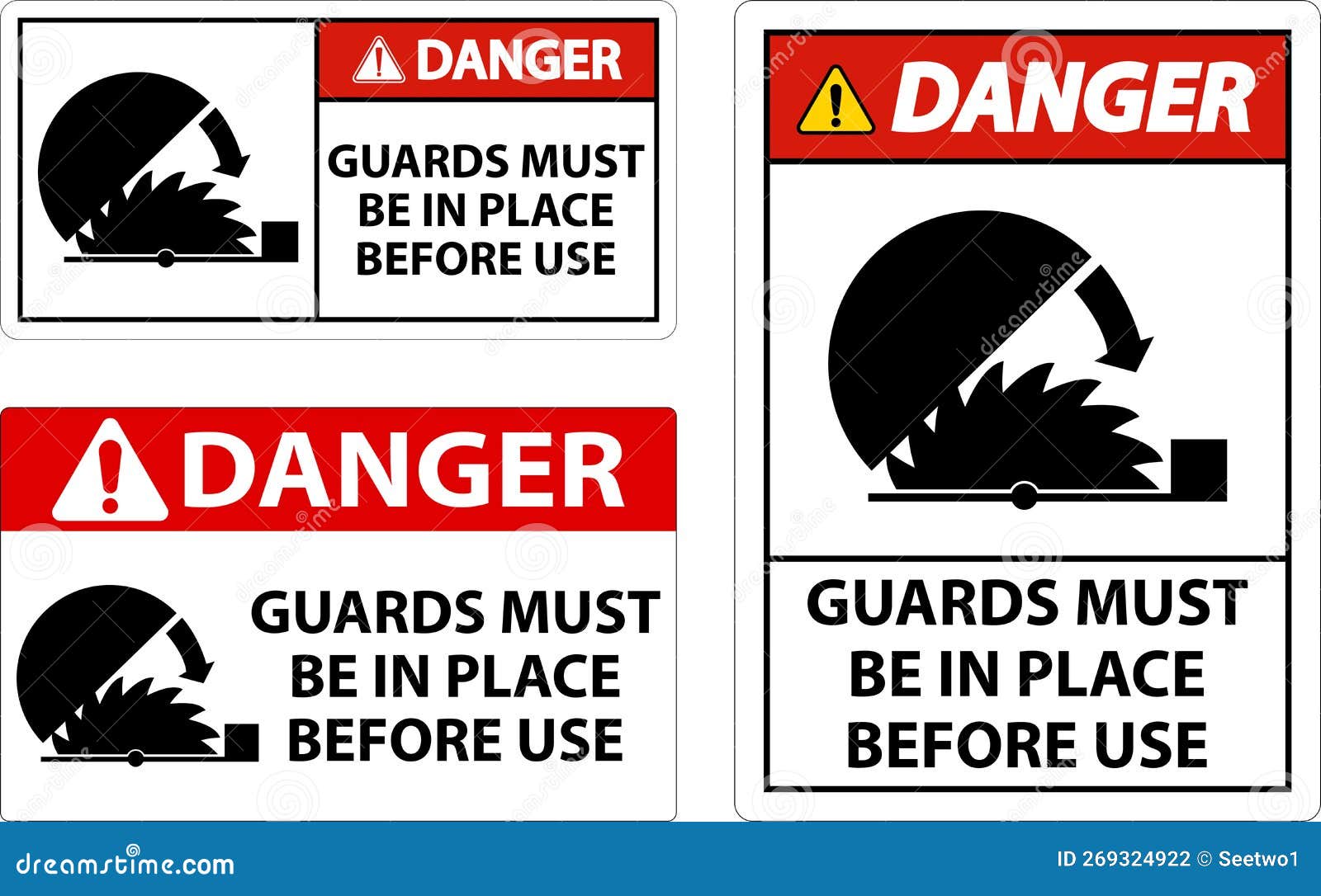 Danger Guards Must Be in Place Sign on White Background Stock Vector ...