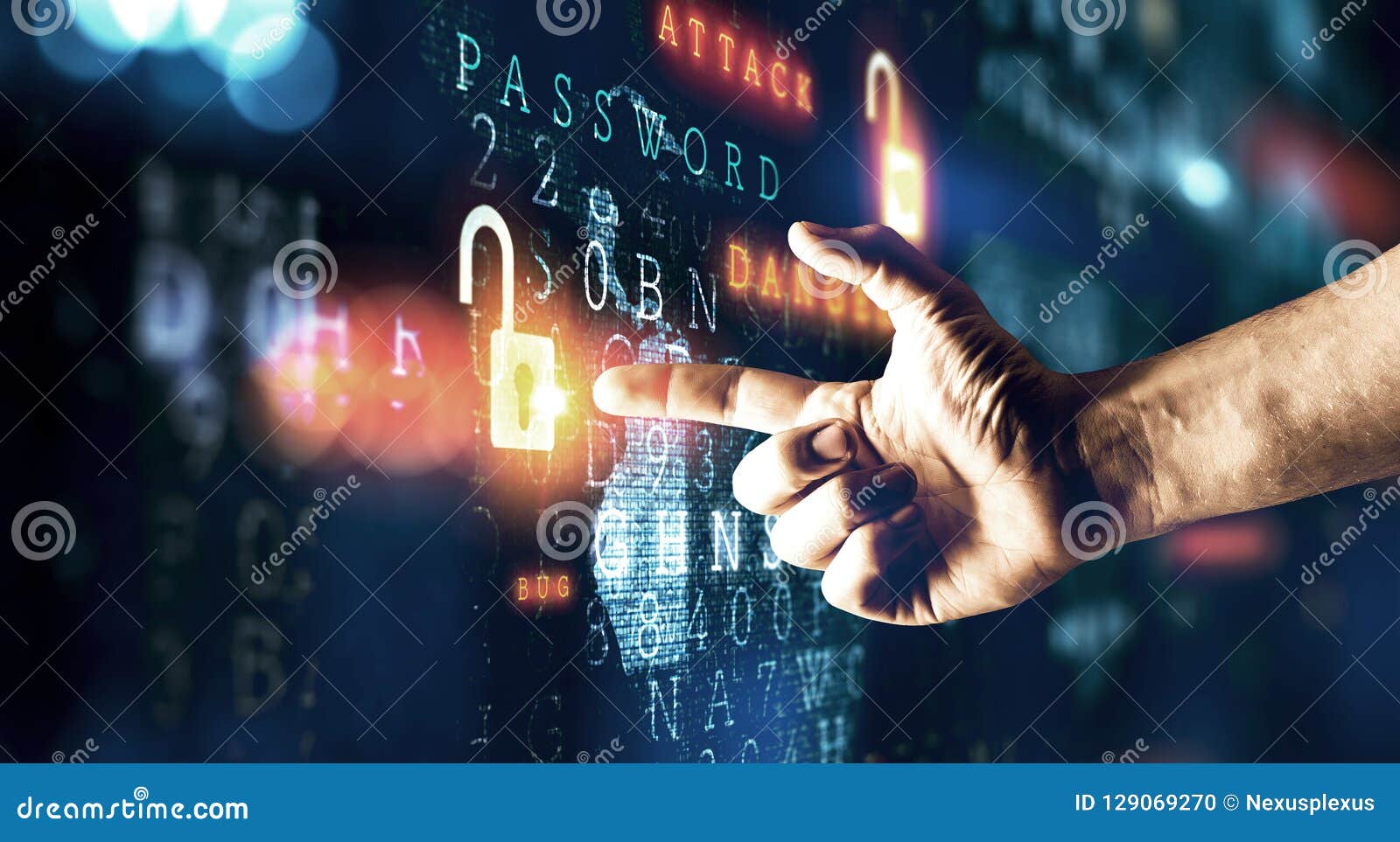 Danger of hack attack stock photo. Image of network - 129069270