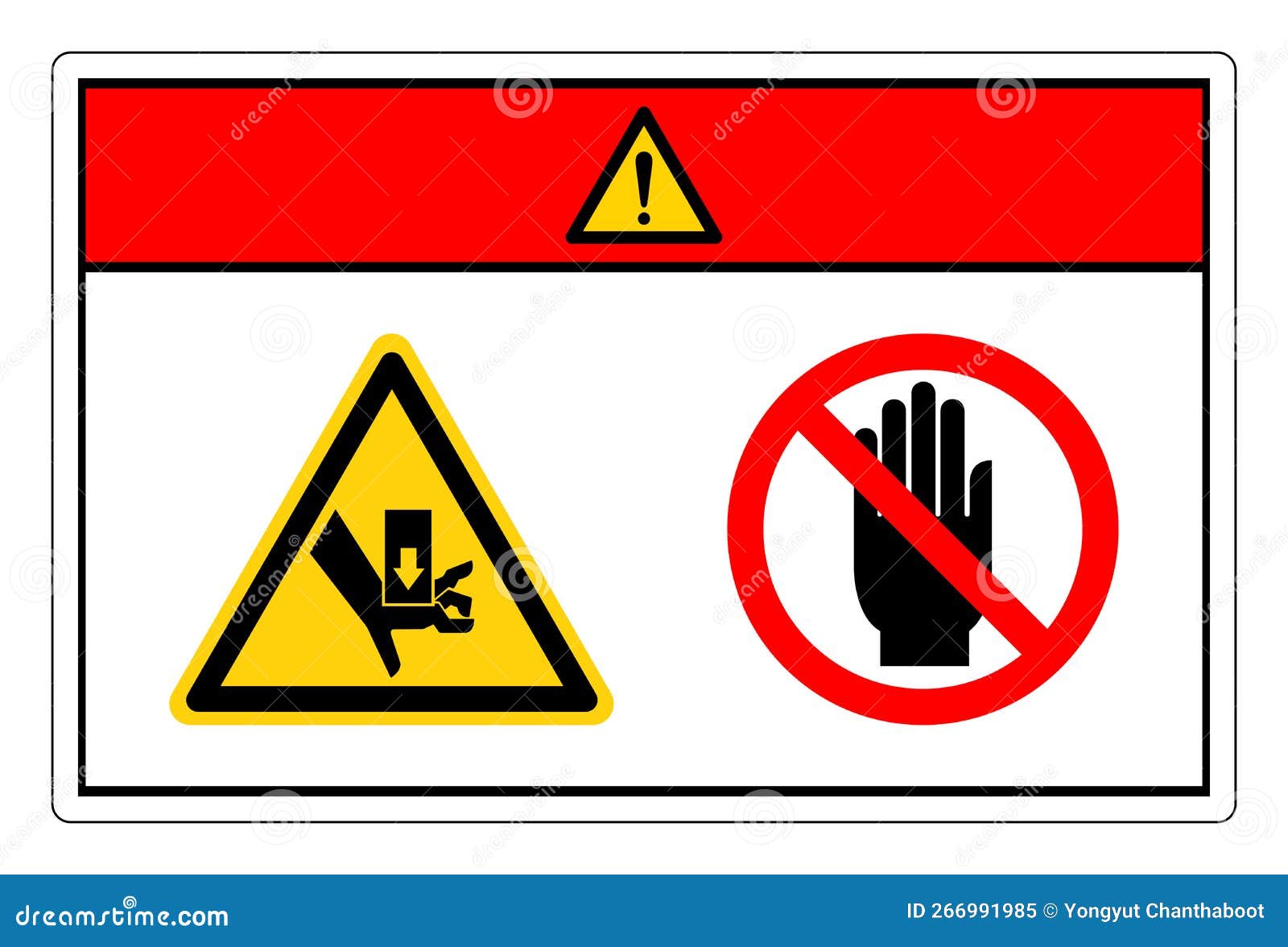 Danger Hand Crush Force from Above Do Not Touch Symbol Sign, Vector ...