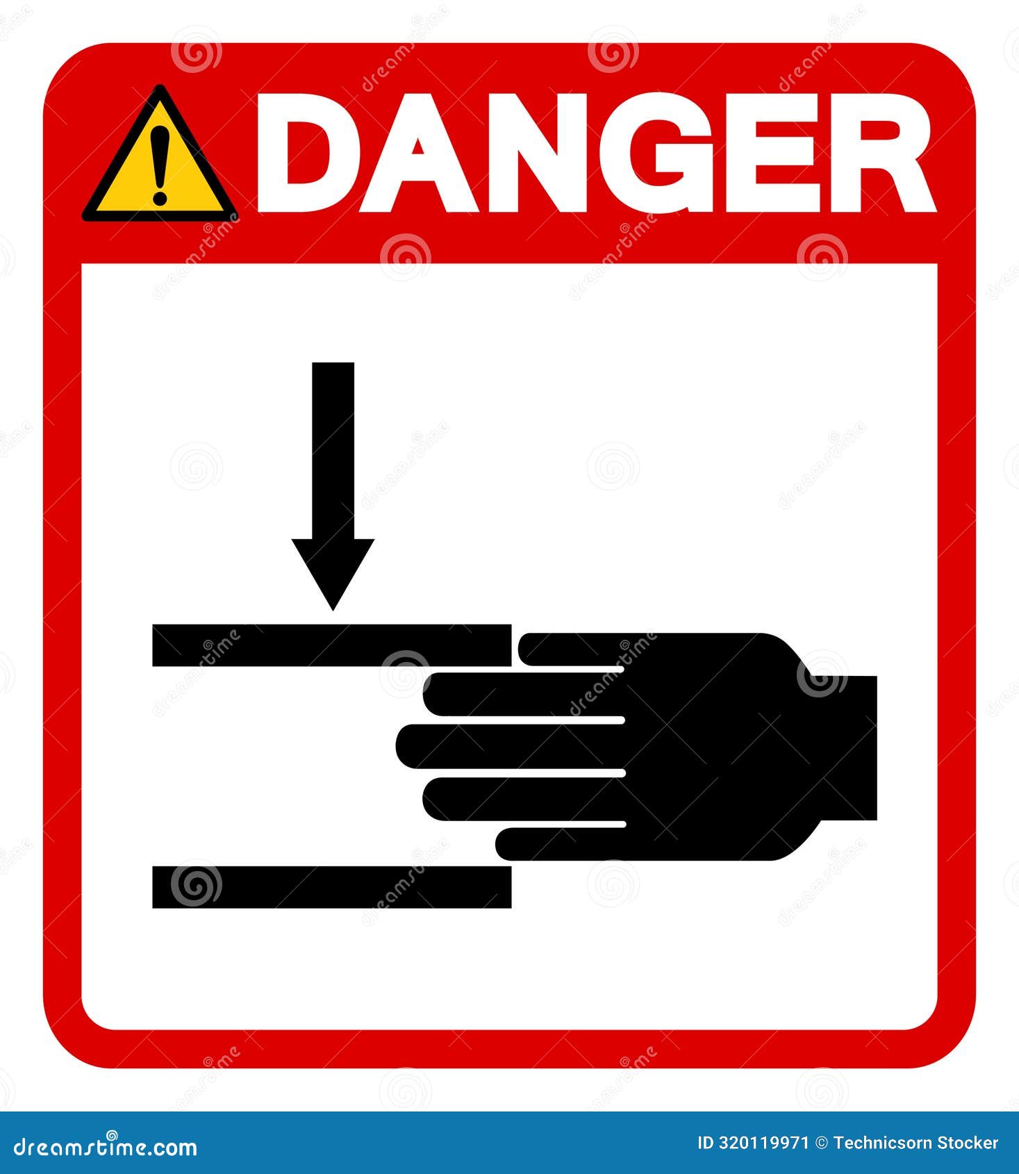 Danger Hand Crush Force from Above Symbol Sign, Vector Illustration ...