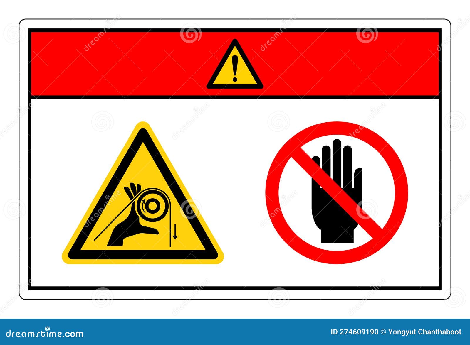 Danger Hand Entanglement Rollers Do Not Touch Symbol Sign, Vector ...