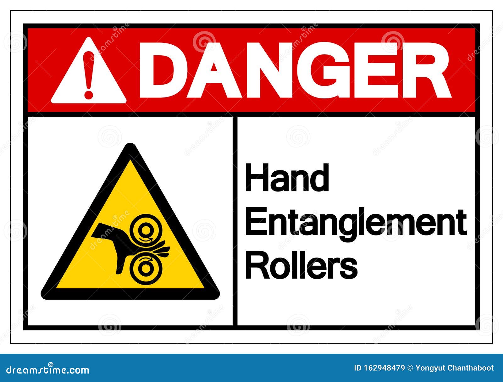 Danger Hand Entanglement Rollers Symbol Sign, Vector Illustration ...