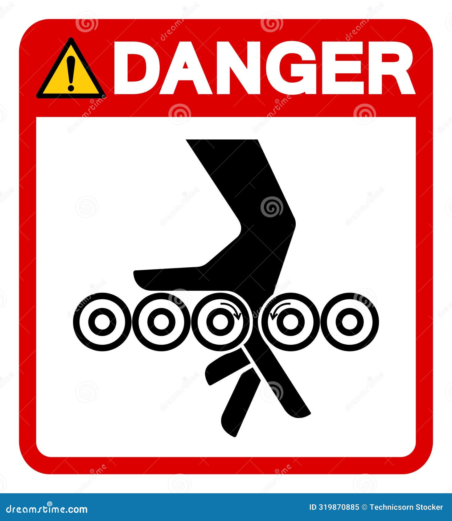 Danger Hand Entanglement Rollers Symbol Sign, Vector Illustration ...