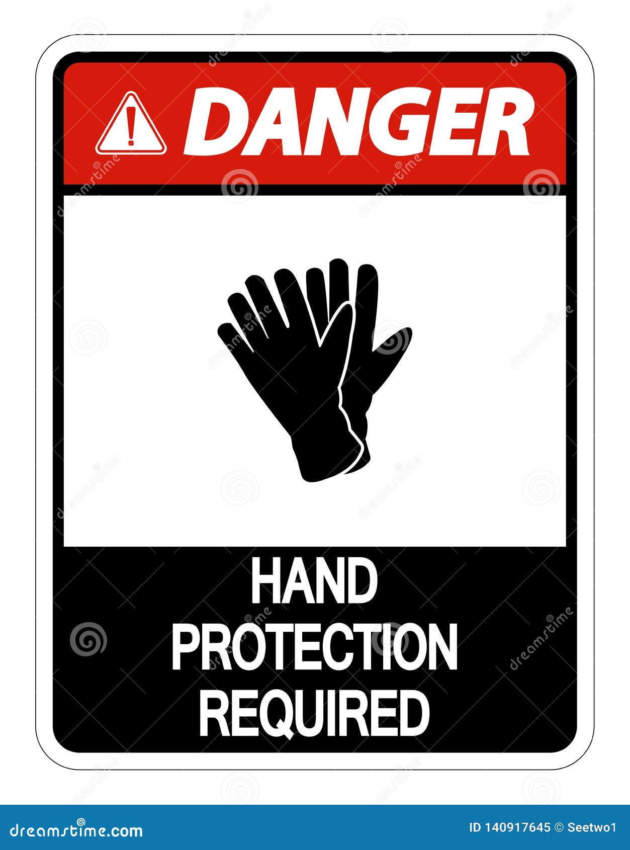 Symbol Danger Hand Protection Required Sign on White Background Stock ...