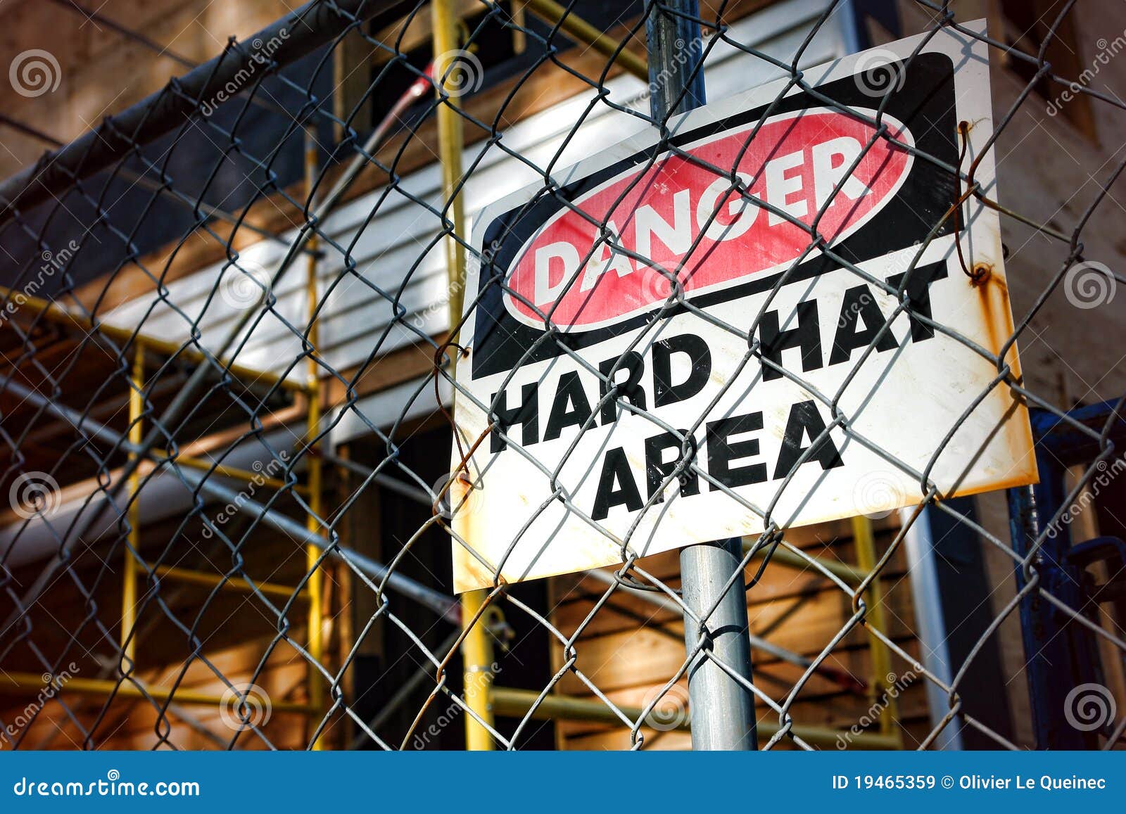 Danger Hard Hat Area Warning Sign Stock Image - Image of chain, site ...
