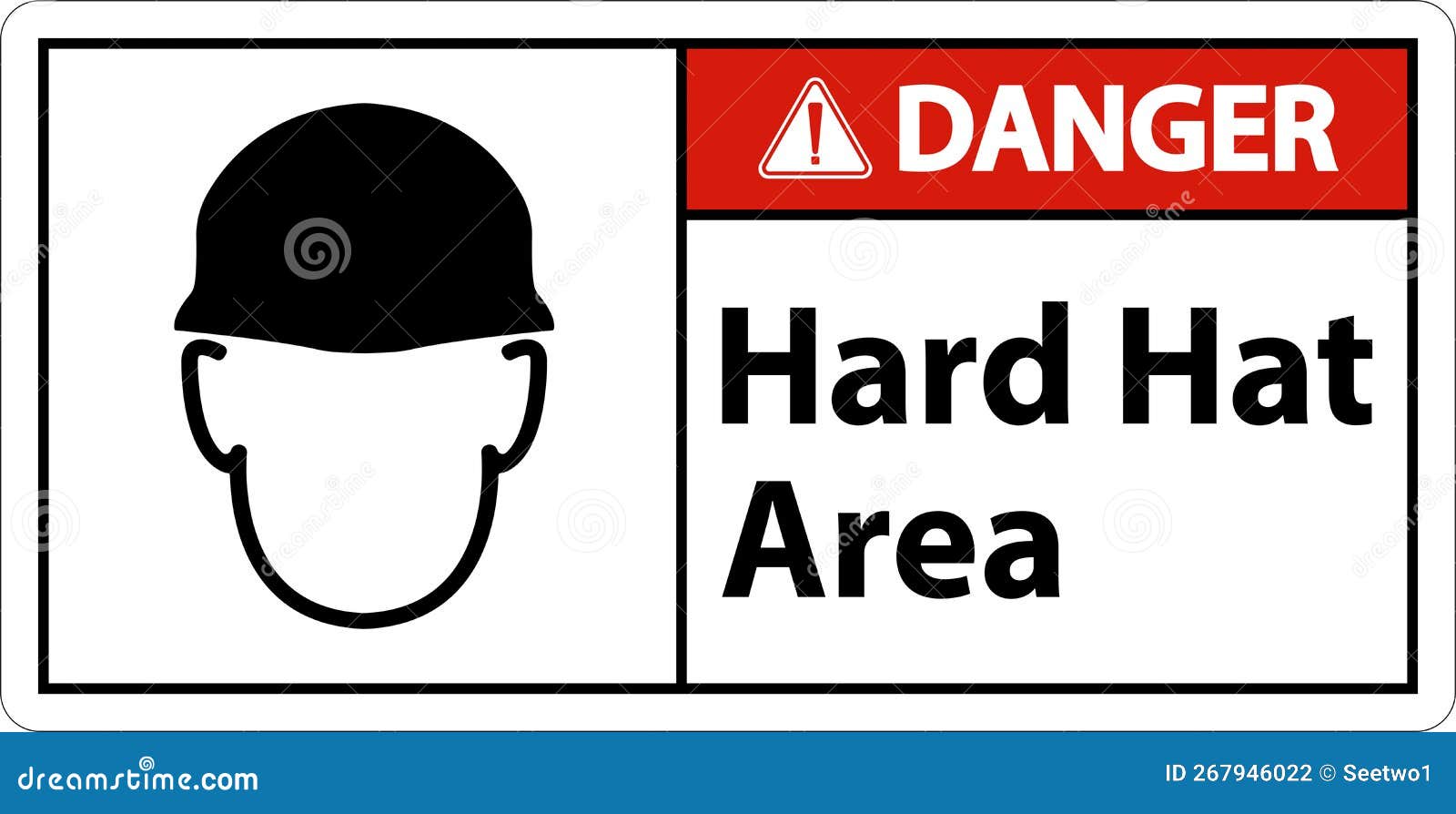 Danger Hard Hat Protection Required Area Sign on White Background Stock ...