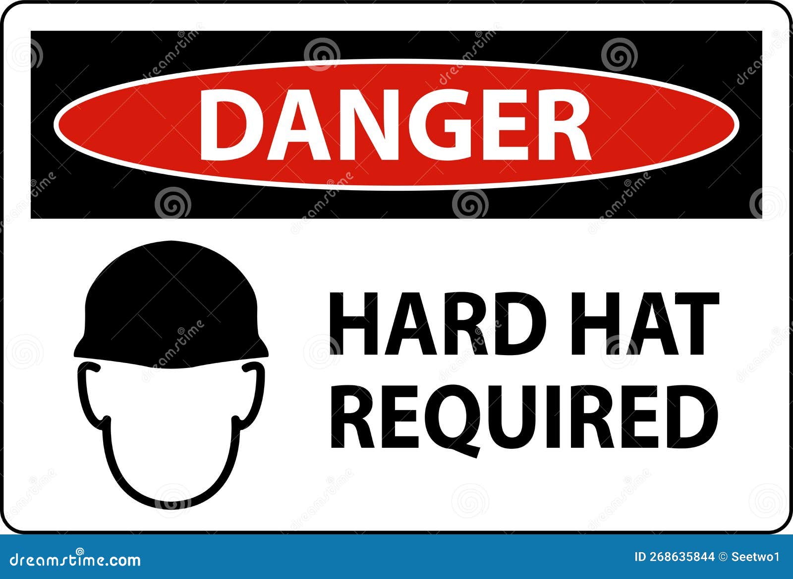 Danger Hard Hat Required Sign on White Background Stock Vector ...