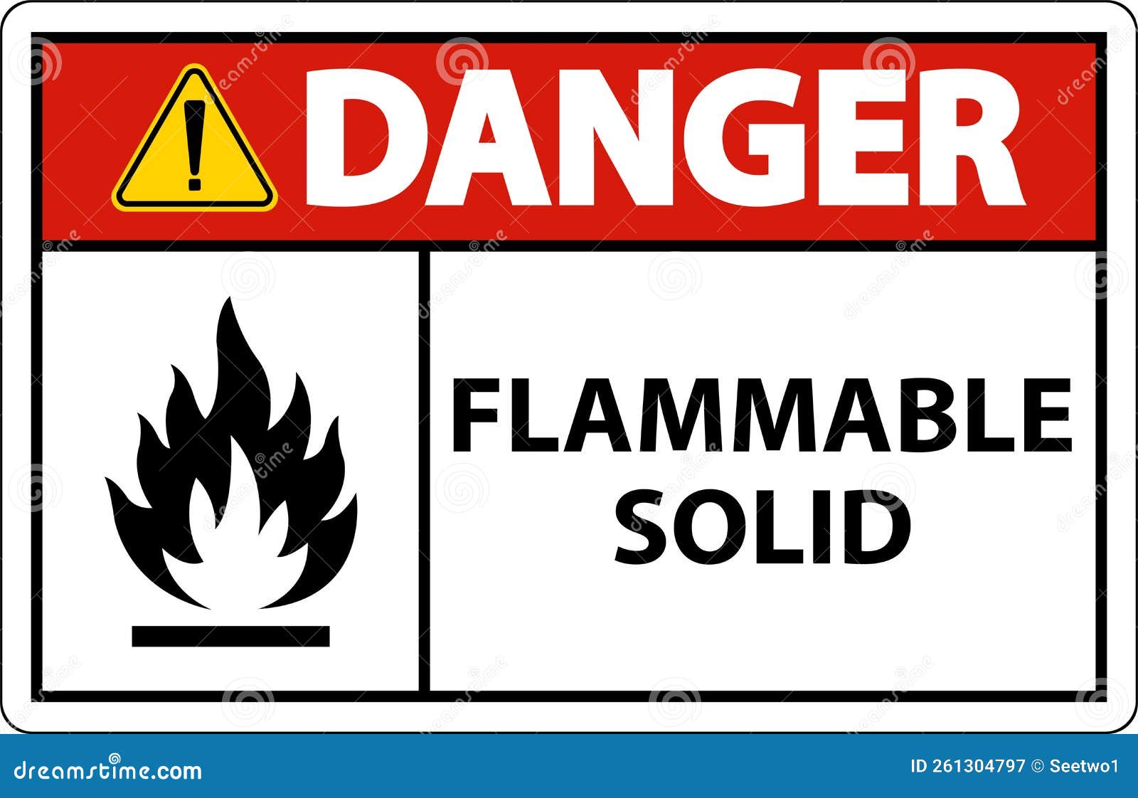 Danger Hazardous Signs Flammable Solid on White Background Stock Vector ...