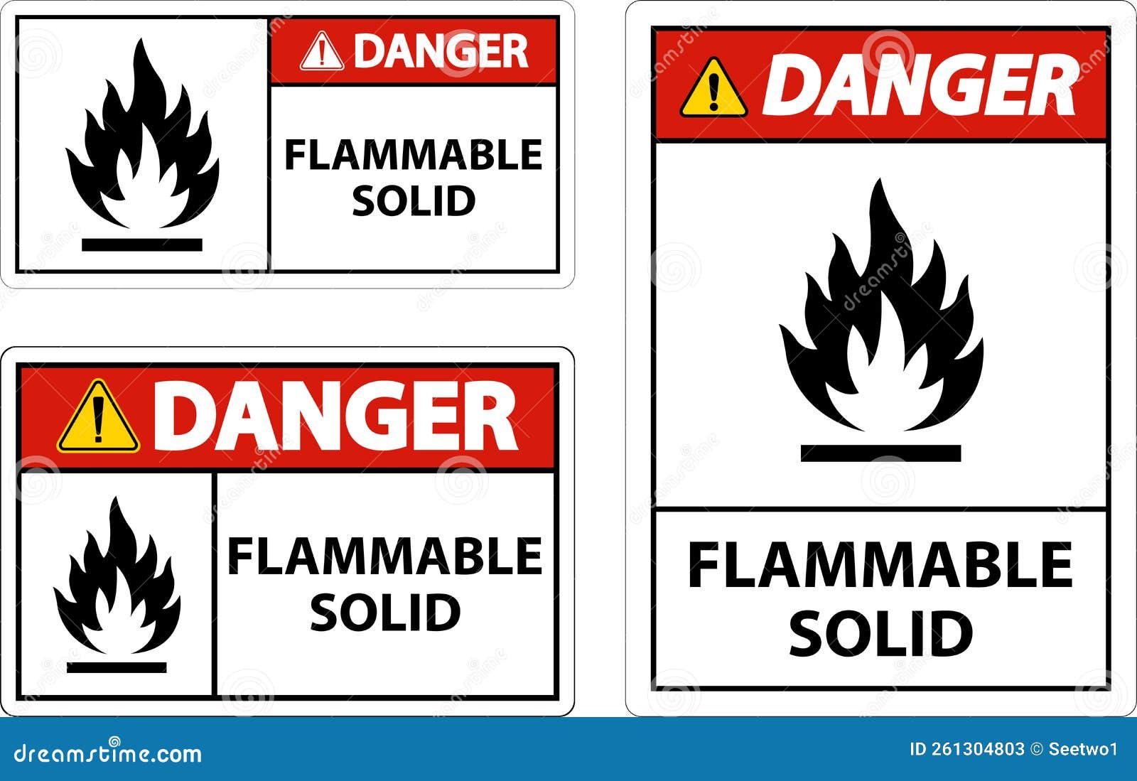 Danger Hazardous Signs Flammable Solid on White Background Stock Vector ...