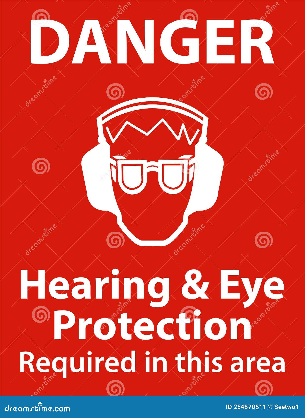 Danger Hearing and Eye Protection Sign on White Background Stock Vector ...