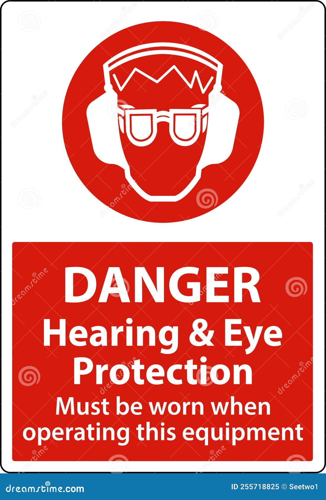 Danger Hearing and Eye Protection Sign on White Background Stock Vector ...