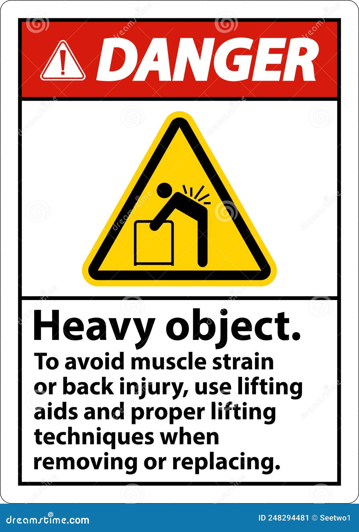 Danger Heavy Object Two Person Lift Required Symbol Sign, Vector ...