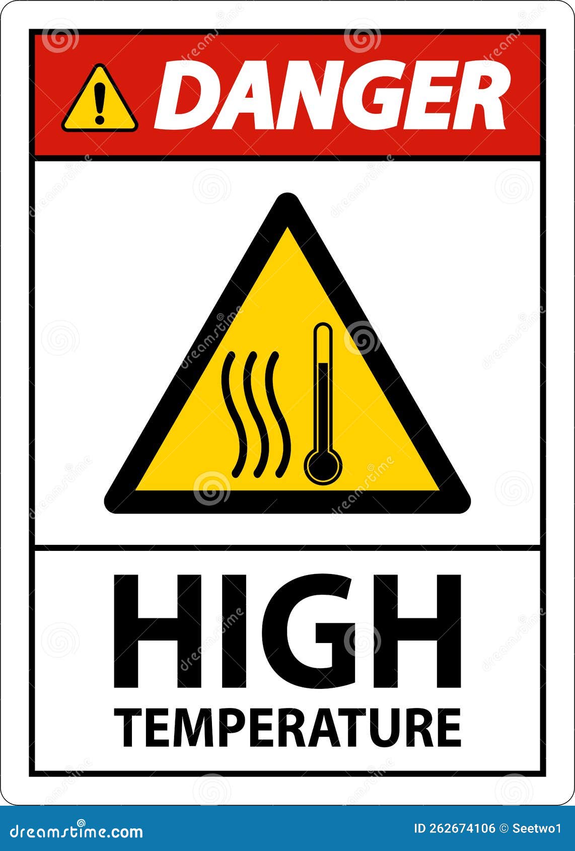 Danger High Temperature Symbol and Text Safety Sign Stock Vector ...