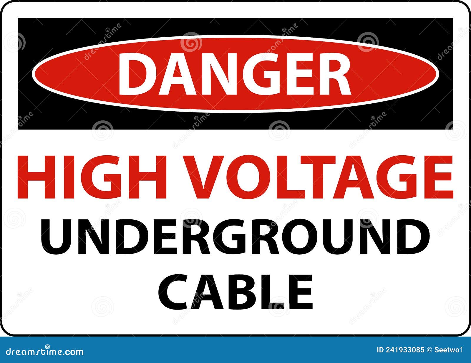 Danger High Voltage Cable Underground Sign on White Background Stock ...