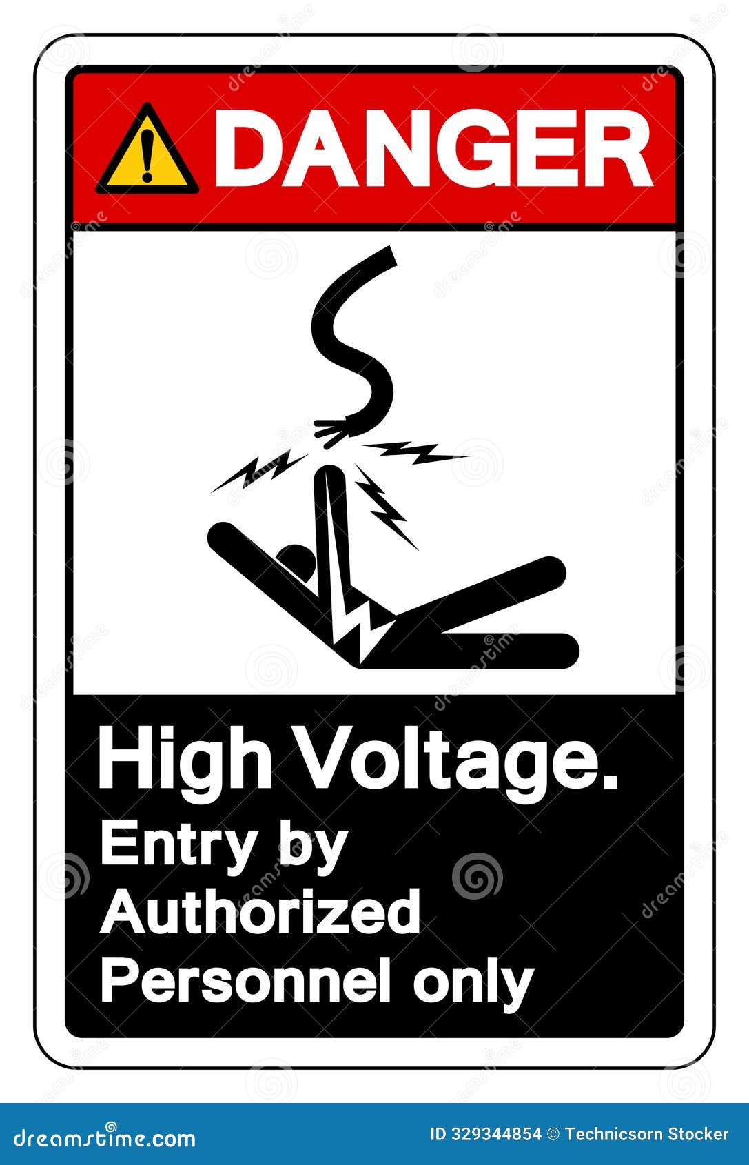 Danger High Voltage Entry by Authorized only Symbol Sign, Vector ...